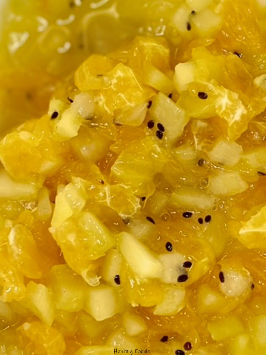 Mousse de clémentine, Brunoise de kiwi, mandarine et baies de Timut ...